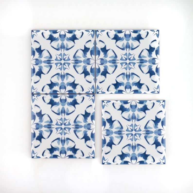 SET of 20 Blue White Patchwork Tiles, FREE UK Delivery. Blue White Hand ...