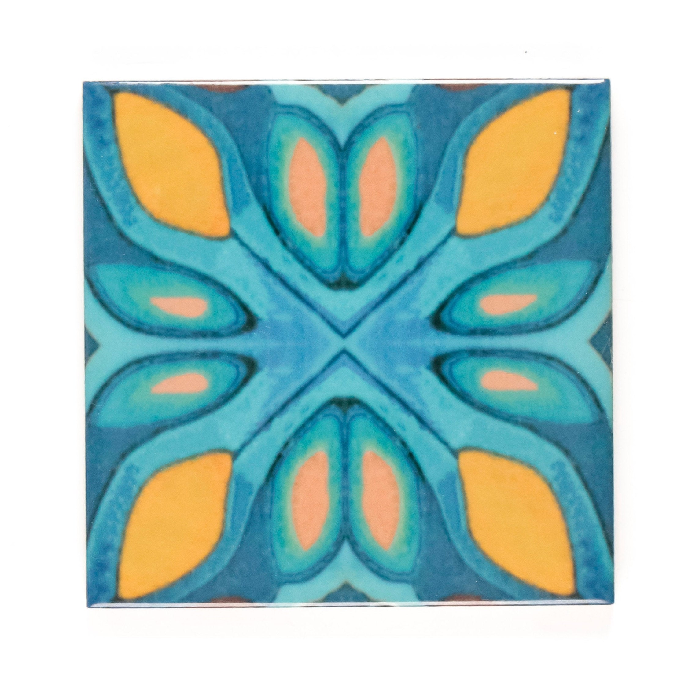 Azulejos vintage de color naranja azul, azulejos griegos de color ...