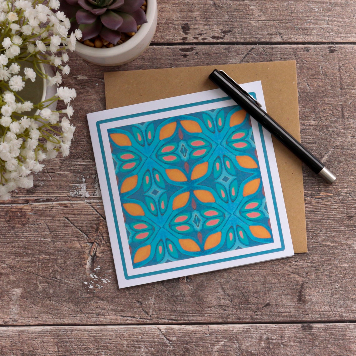 Colourful Geometric Tile Card Eco-friendly Blank Greeting - Etsy UK