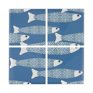 Sky Blue Fish Tile Panel - Ocean Tile - Feature Wall Tile Mural - Set ...