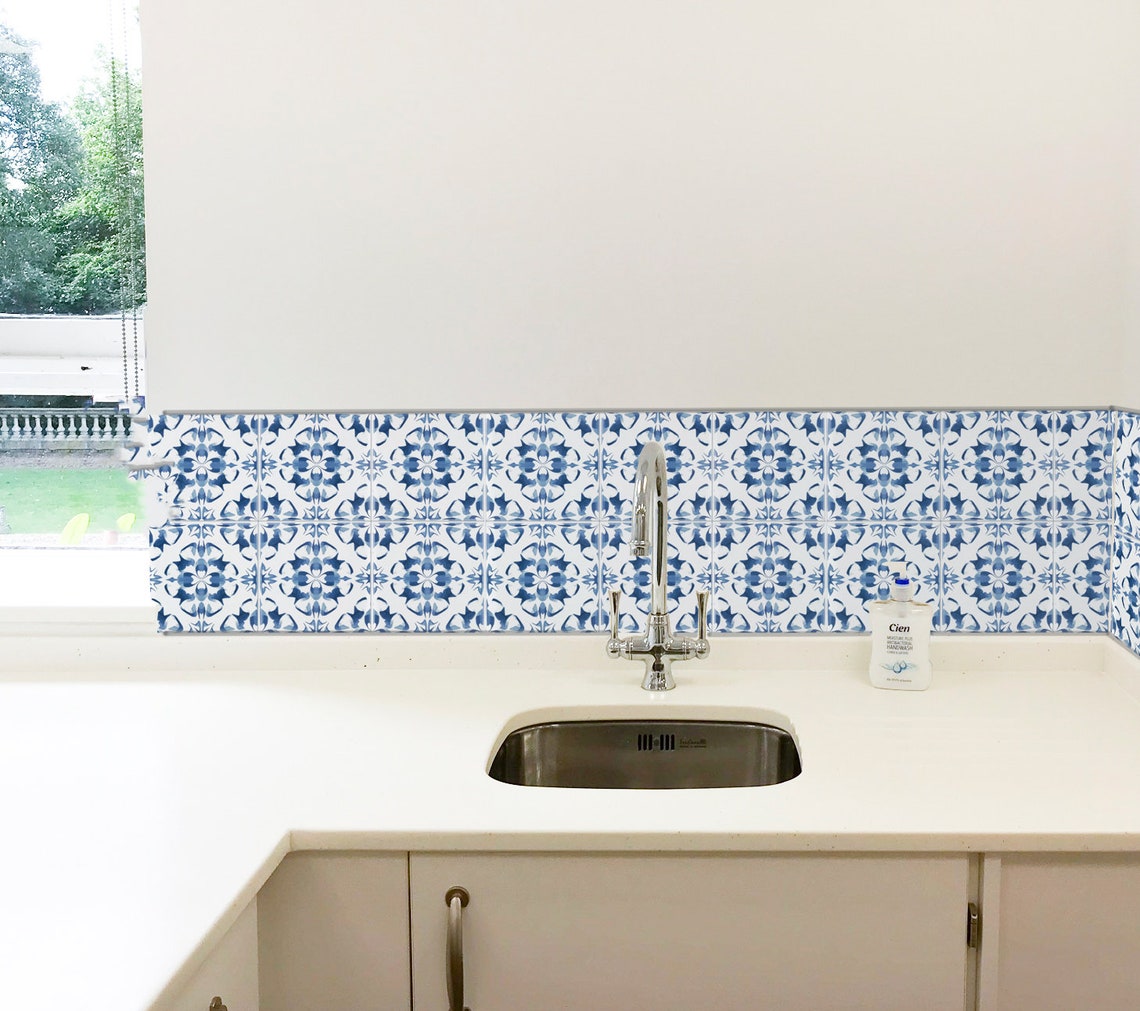 SET of 20 Blue White Patchwork Tiles, FREE UK Delivery. Blue White Hand ...