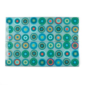 Blue Green Circle Tiles, Modern Abstract Designer Decor, Kitchen ...
