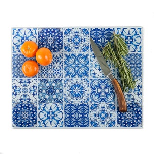 Blue & White 'mixed Tiles' Chop Board, Dutch Delft Worktop Protector ...
