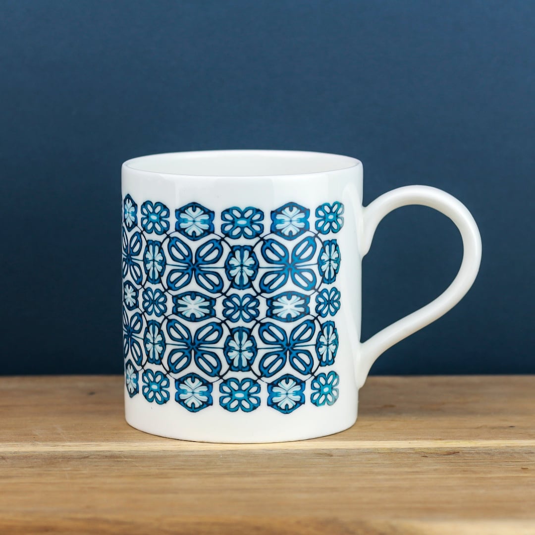Moorish Moroccan Tile Latte Mug - Decorative Arabic Blue Coffee Mug ...