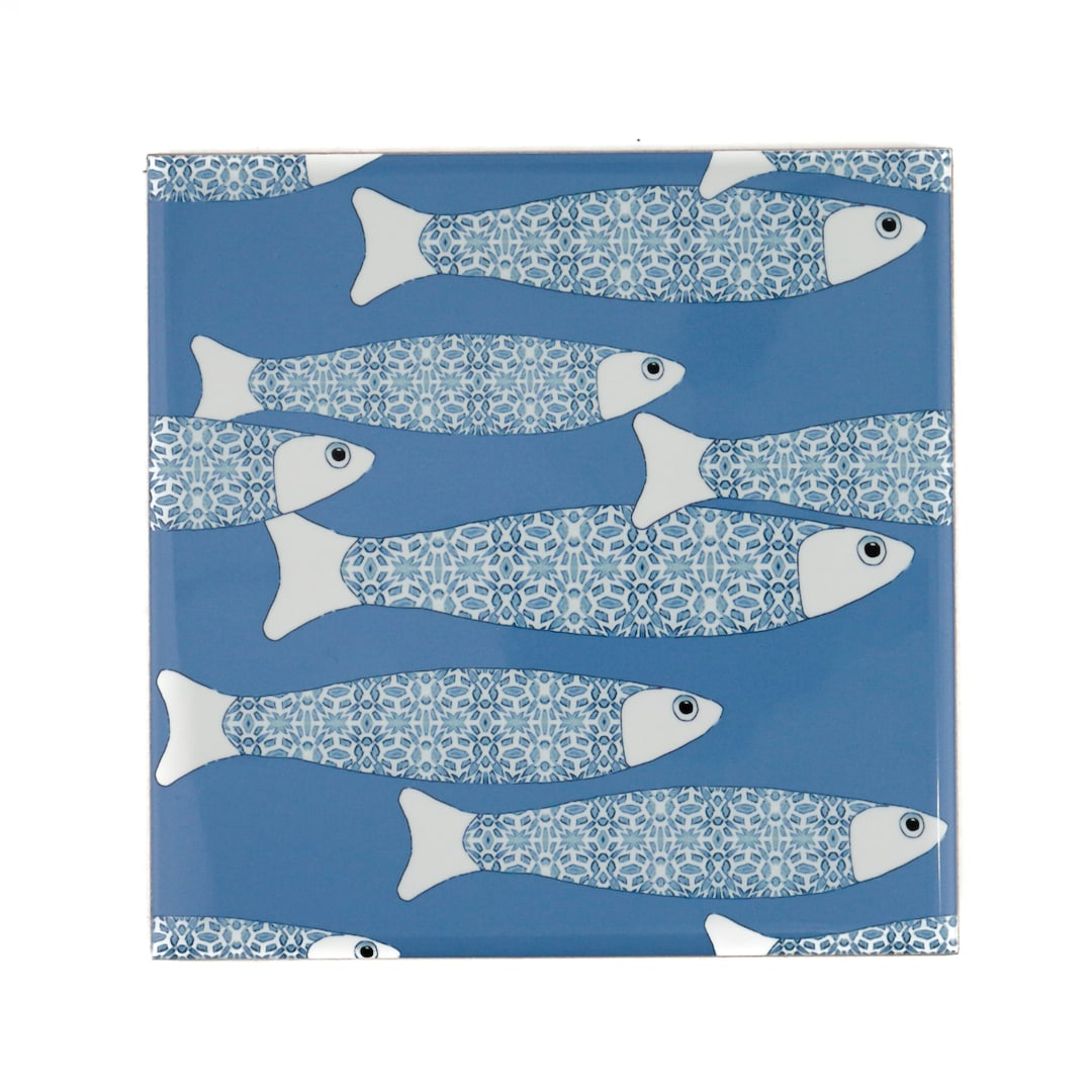 Sky-blue Fish Tile, Ocean Tile Feature Wall, Fish Decor, Pattern ...