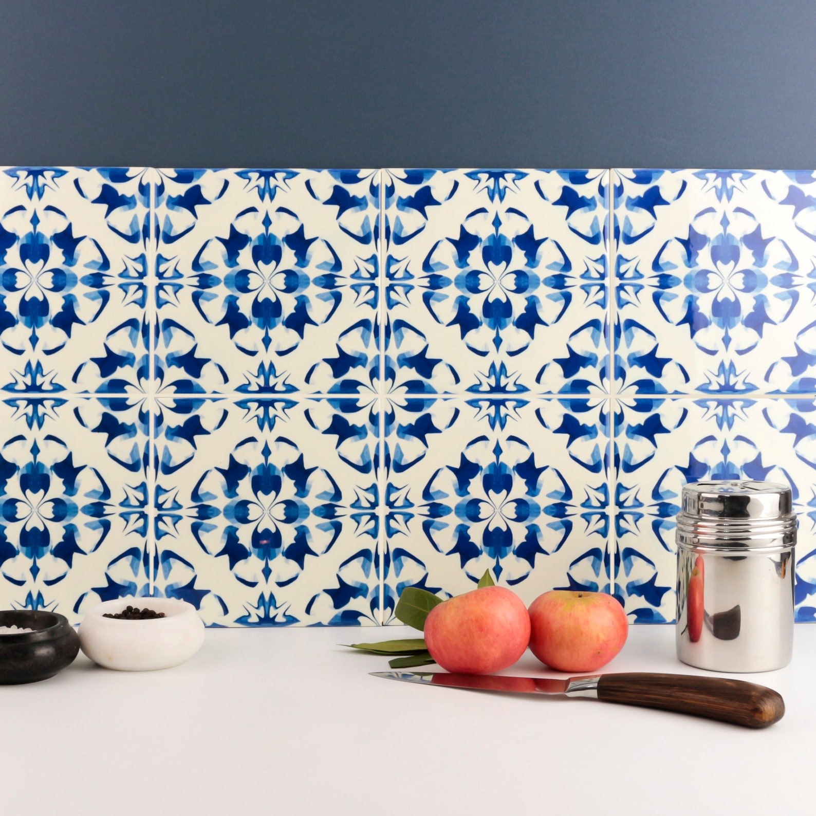 Dutch Delft Style Tiles, Vintage Country Style Blue Kitchen Decor ...