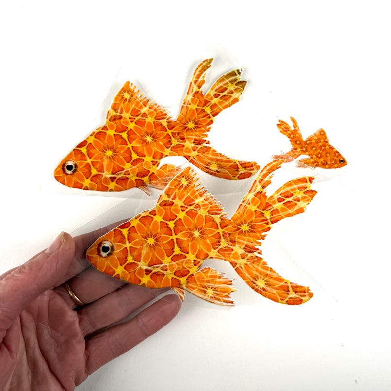 Gold Fish Tile Decal • Waterproof Vinyl Sticker • Colourful Mosaic Fish ...