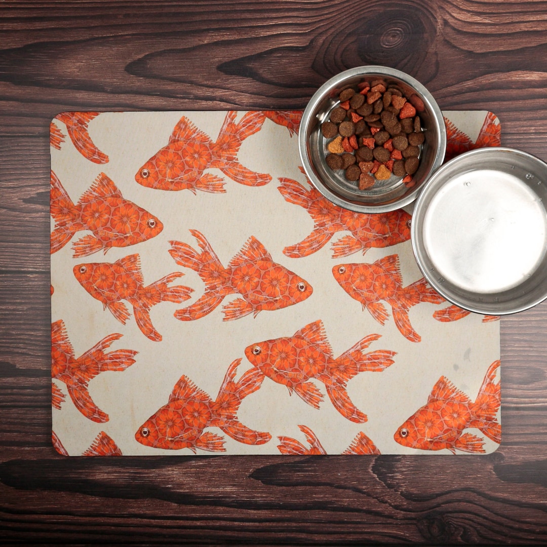 Goldfish Pet Food Mat, 30x39cm Large Pet Placemat, Gift for Cat Lover ...