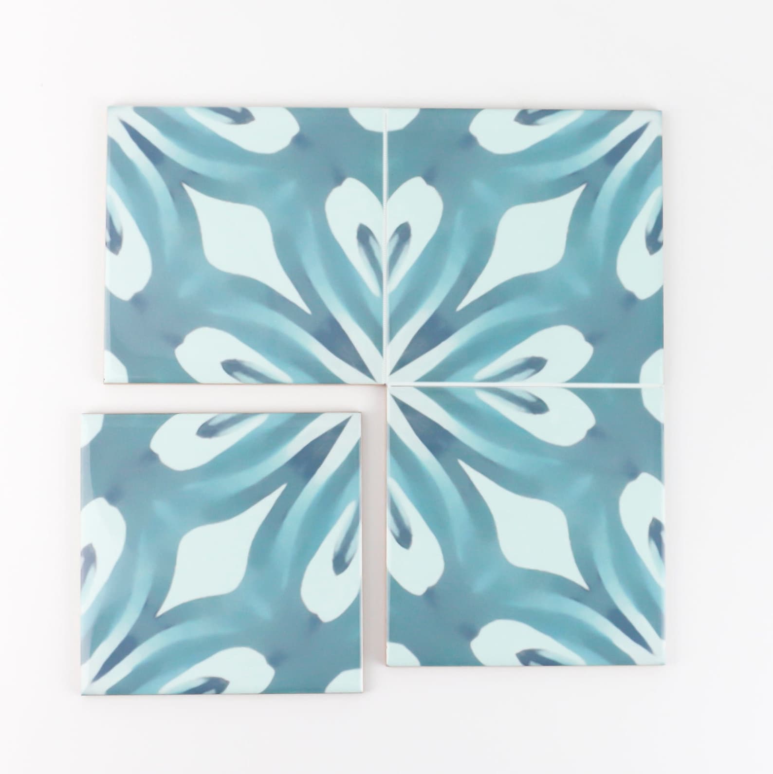 Aqua Blue Green Large Pattern Tiles Watercolour Tiles - Etsy