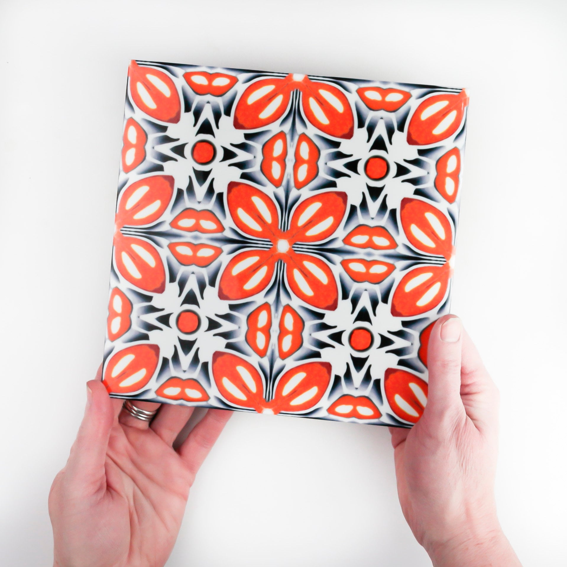 Retro Orange Flower Tiles Ceramic Splashback Tiles Orange | Etsy UK