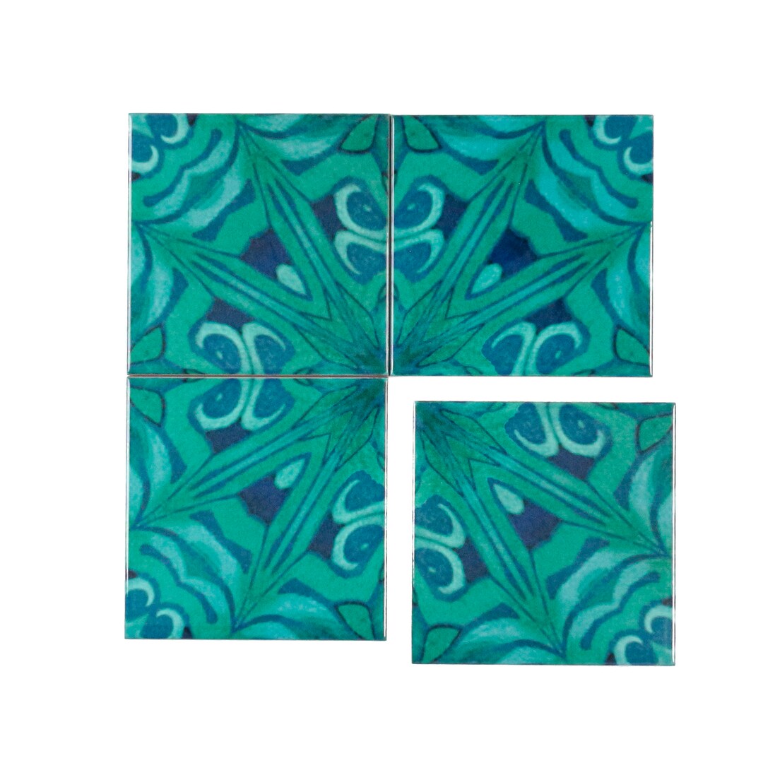 Deep Dramatic Blue Green Tiles, William Morris Tiles, Craftsman Period ...