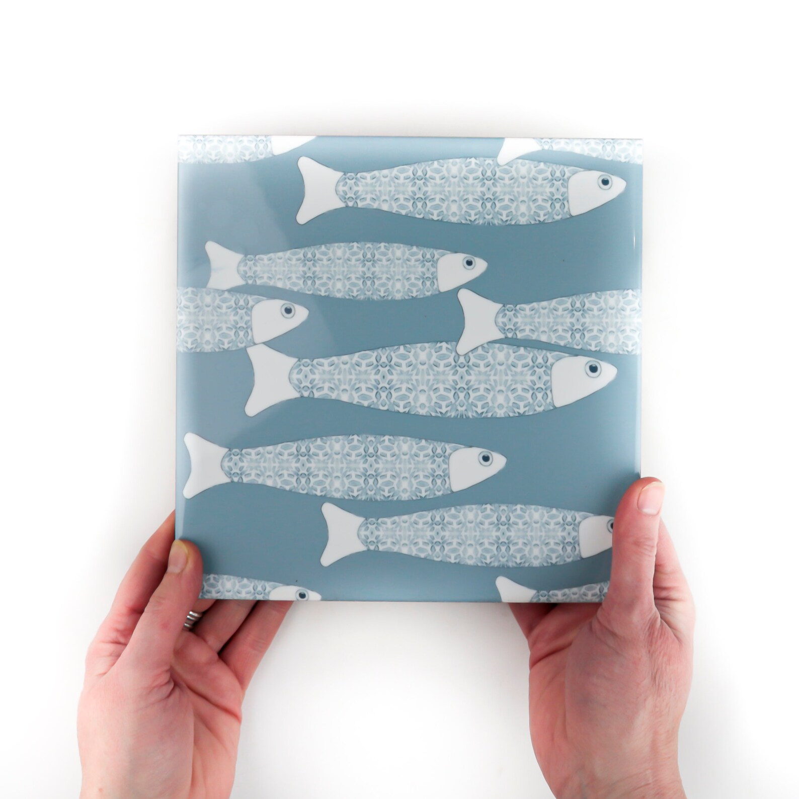 Shoal of Fish Ceramic Tile Blue Grey Bathroom Fish Decor | Etsy Canada