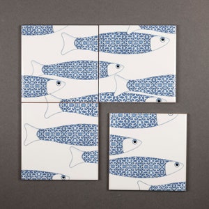 Fish Tile - Ocean Tile - Feature Wall Tile Mural - Set of Four Ceramic ...