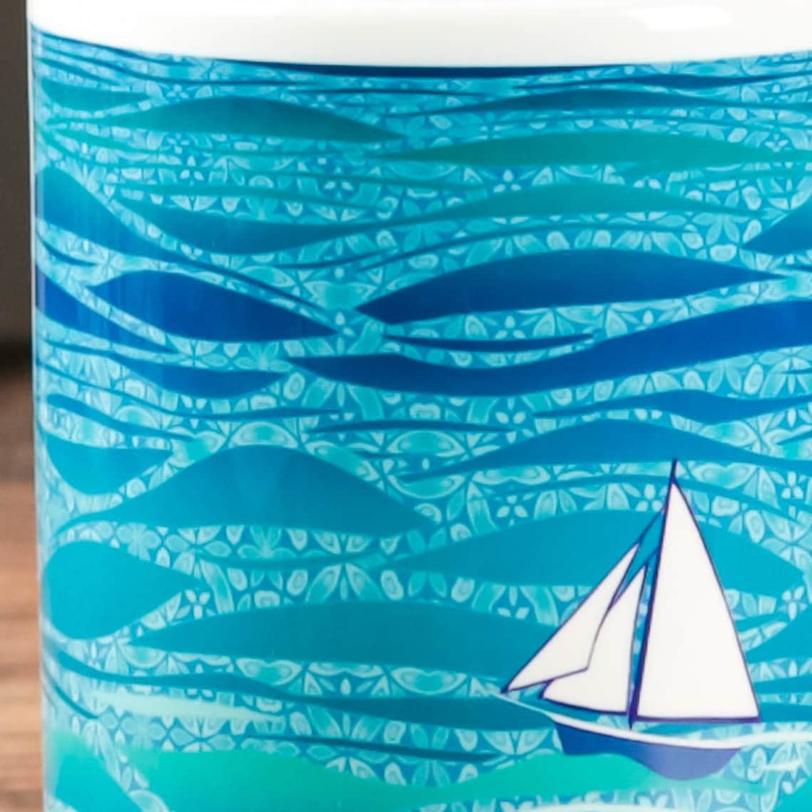 Sailing Away Mug Seaside Mug Blue Green Caribbean Sea | Etsy