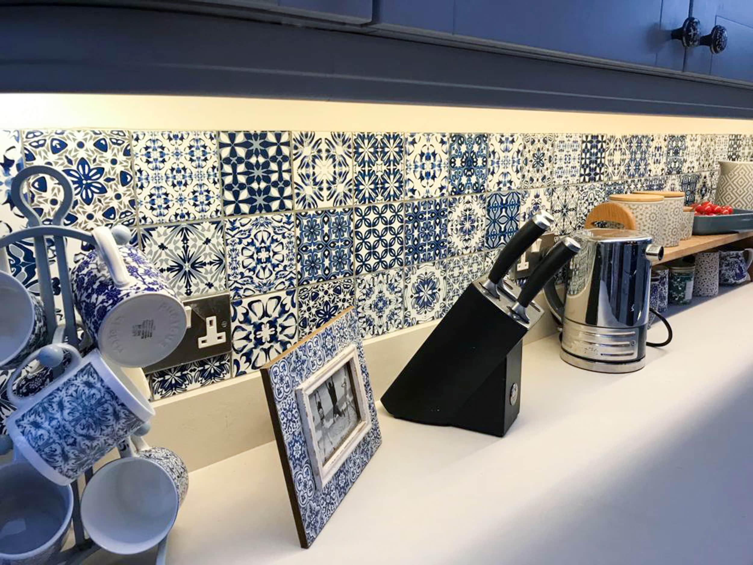 SET of 20 Blue White Patchwork Tiles, FREE UK Delivery. Blue White Hand ...