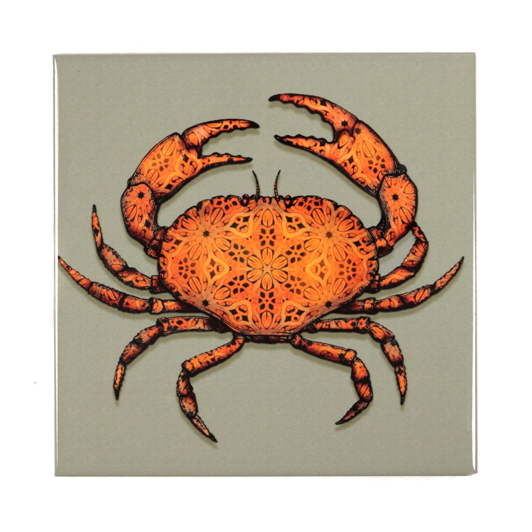 Crab Tile - Crab Decor - Ocean House - Beach Crab Tile - Chef Gift ...