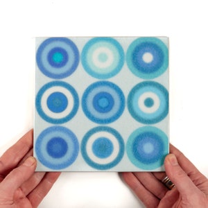 Turquoise Blue Circle Tiles, Modern Abstract Design, Kitchen Splashback ...