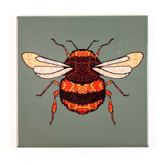 Bee Tile Red Bumble Bee Feature Wall Wildlife Decor - Etsy
