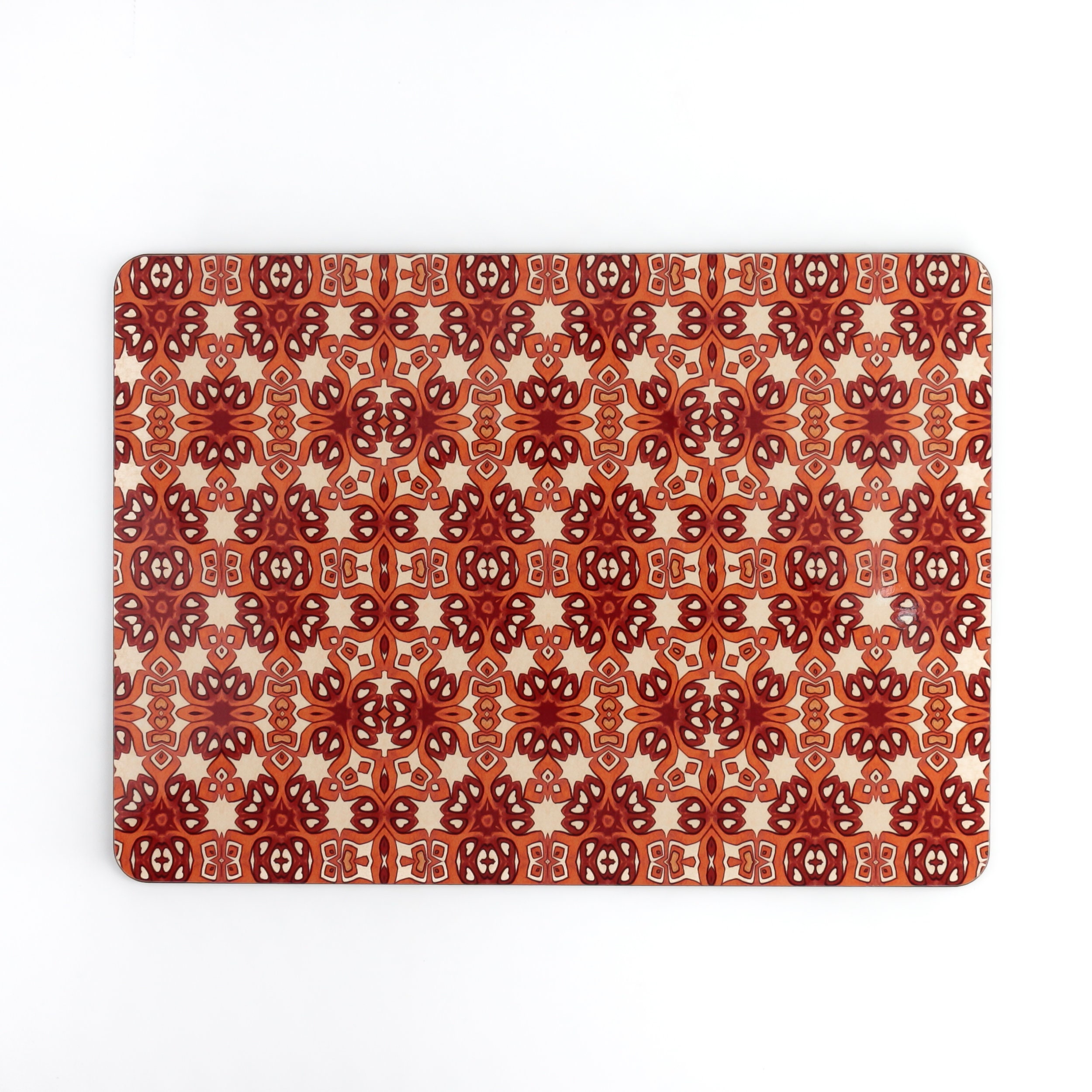 Rustic Red Cream Table Mat, Damask Print Extra Large Wooden Placemat ...