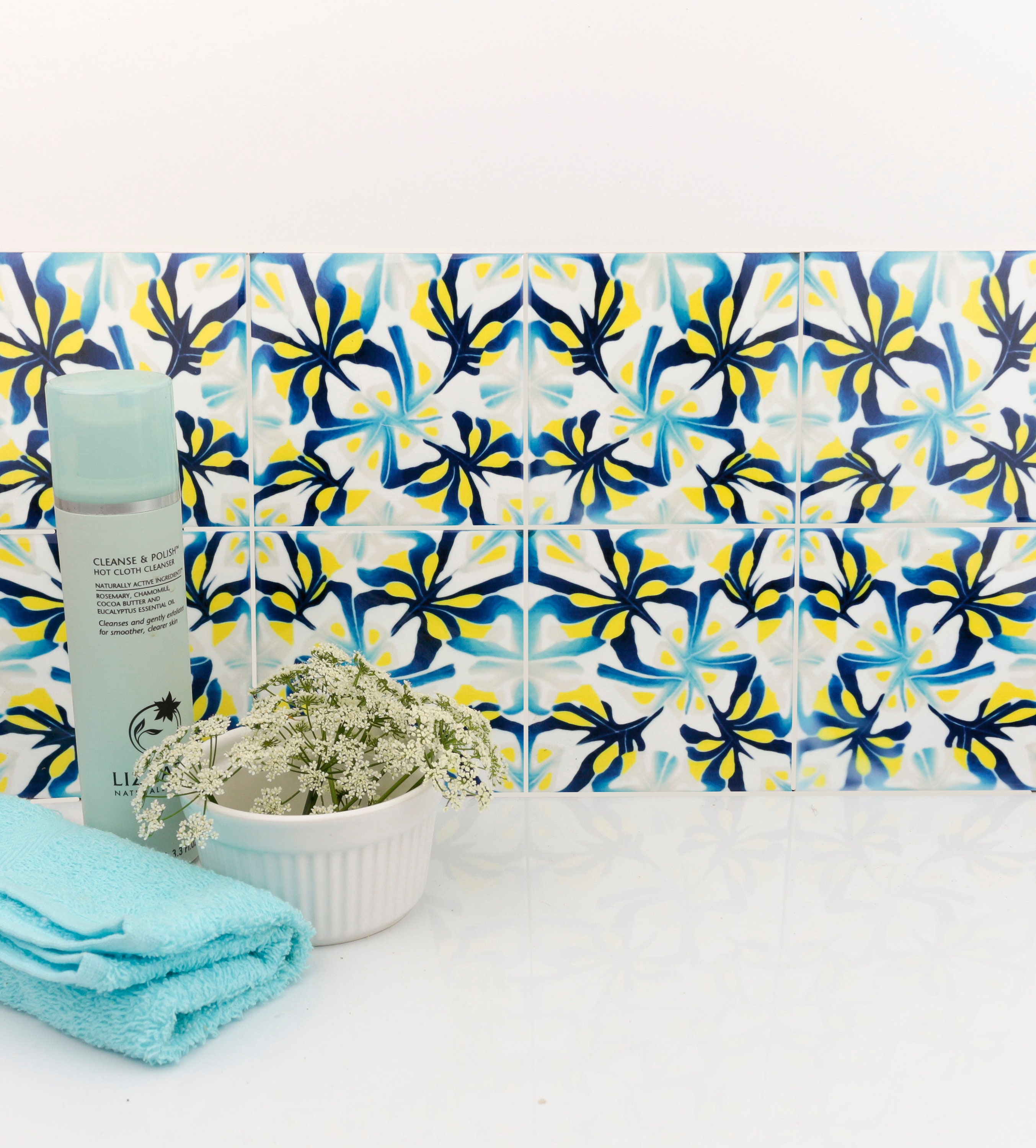 Yellow Navy Abstract Tiles Bright Bathroom Tiles Modern - Etsy UK