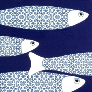 Navy Blue Ocean Shoal Tile, Bathroom Border Tile, Beach House Tile ...