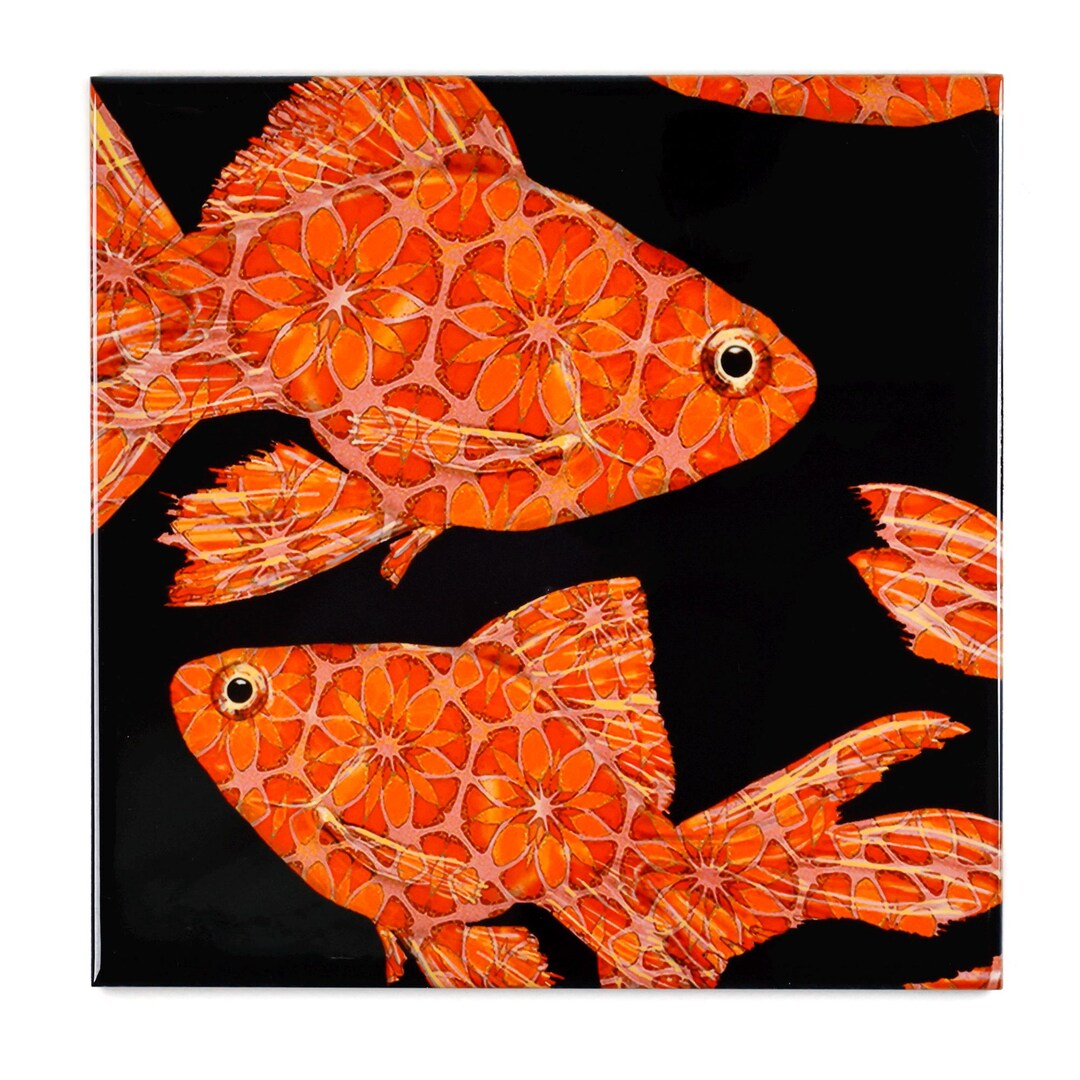 Red-orange Goldfish Tiles, Large Scale Gold Fish Tiles, Dramatic ...