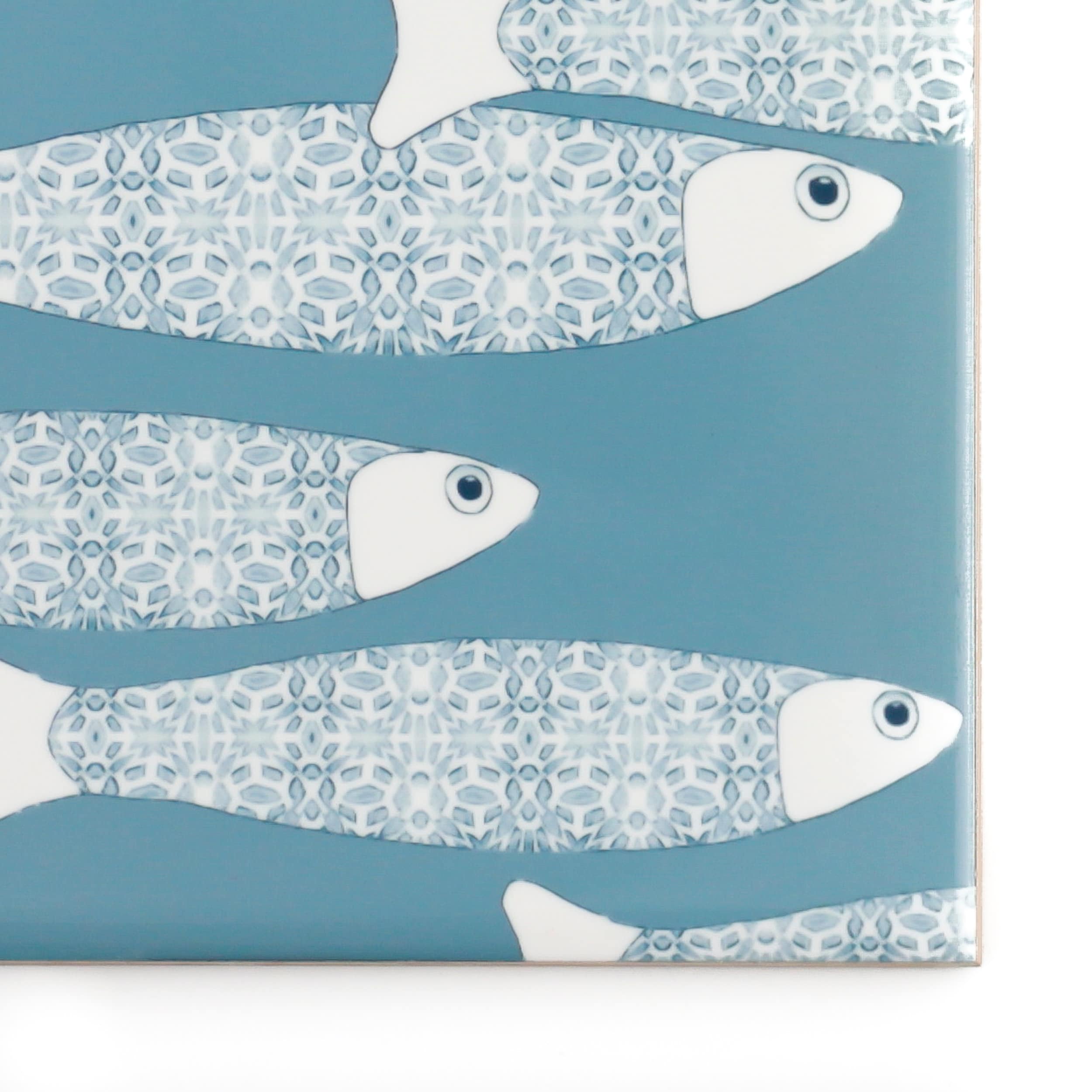 Shoal of Fish Ceramic Tile Blue Grey Bathroom Fish Decor | Etsy