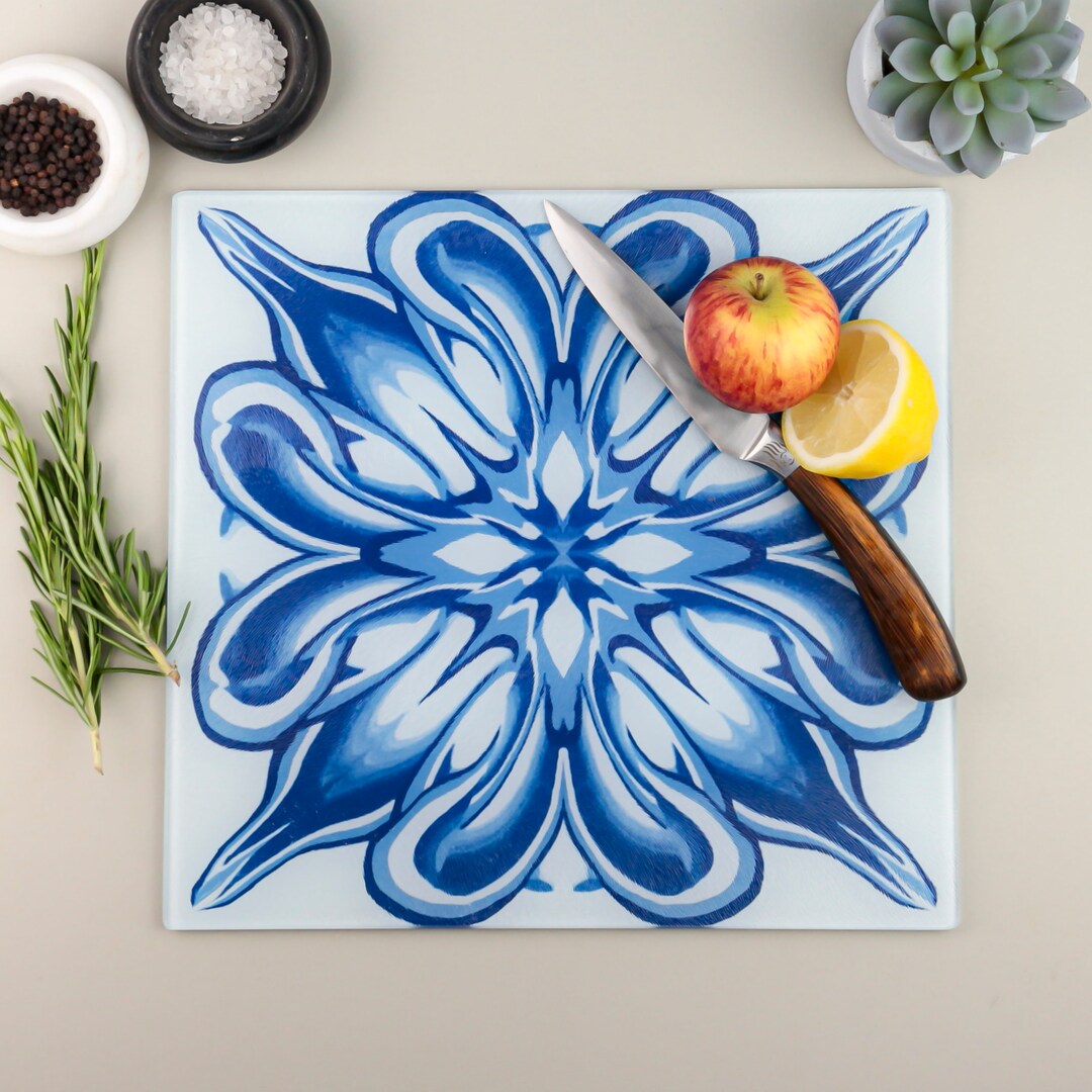 Large Blue Flower Chopping Board, Large Pot Stand, Heatproof Trivet ...