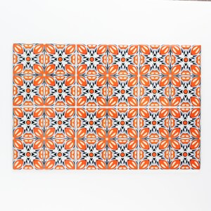 Retro Orange Flower Tiles, Ceramic Splashback Tiles, Orange Kitchen ...