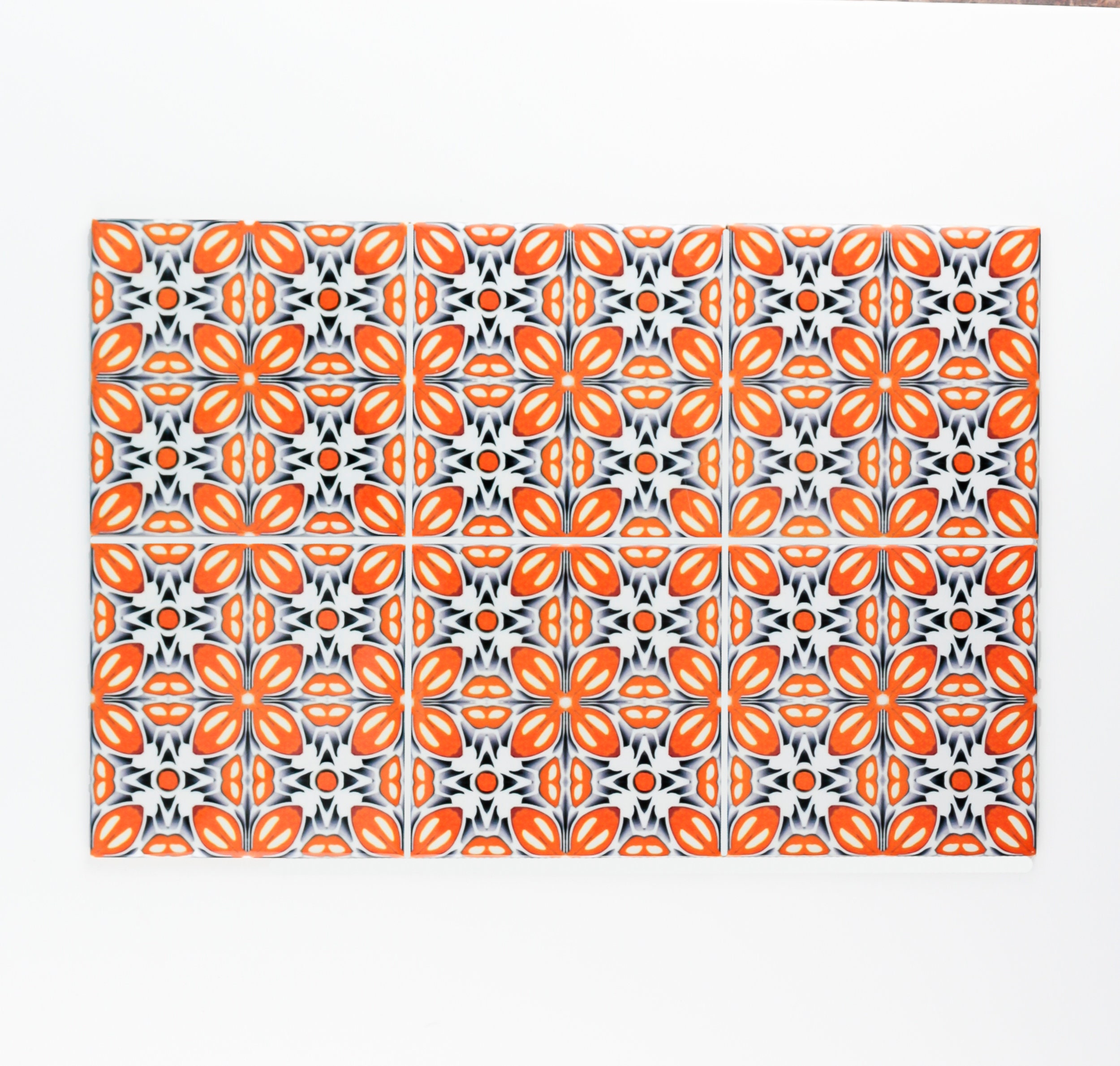 Set of 20 Orange Flower Ceramic Tiles Geometric Splash Back - Etsy UK