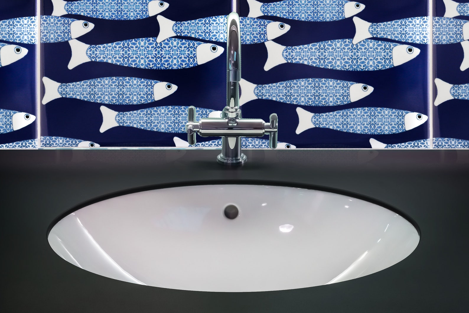 Grey Blue Fish Tile Ocean Tile Feature Wall Tile Mural - Etsy Australia