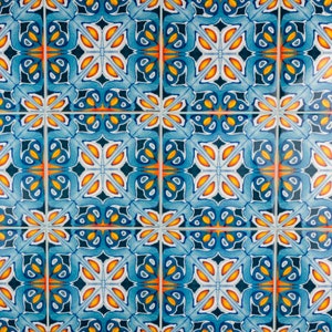 SET of 20 Spanish Talavera Tiles, FREE UK Delivery. Orange and Blue ...