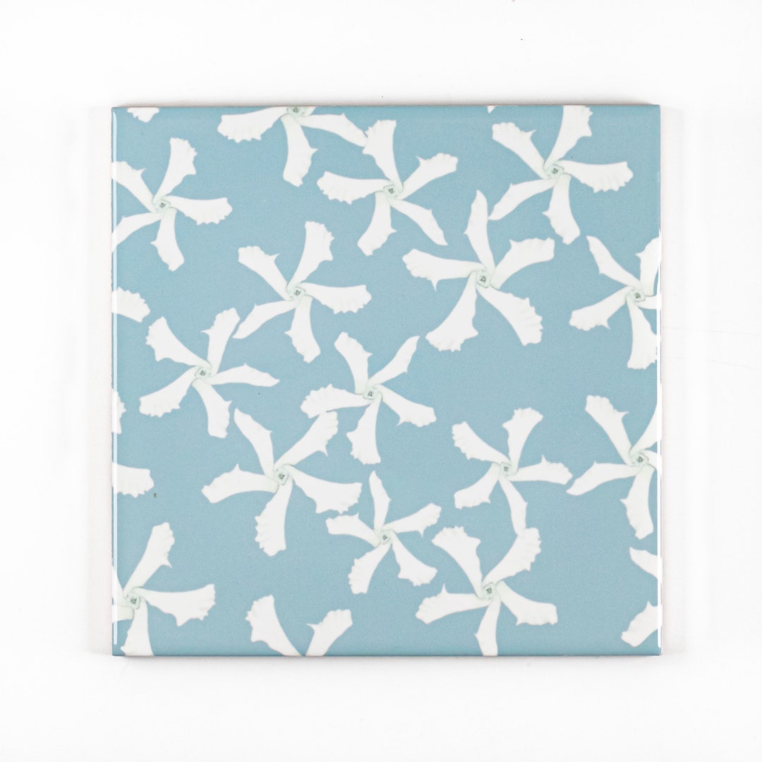 Jasmine Flower Tiles, Hand-printed Ceramic Splashback Tiles, Pretty ...