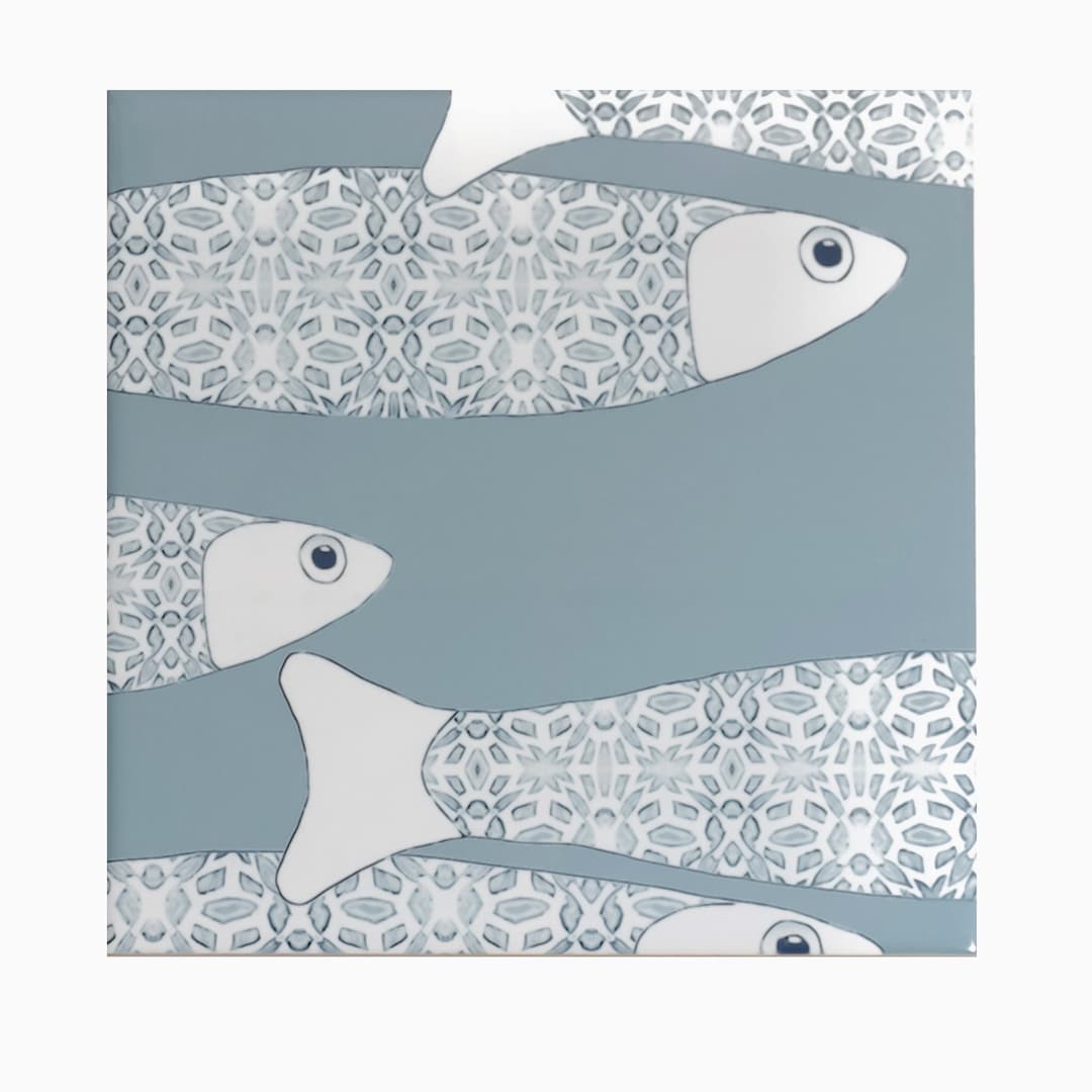 Grey Blue Fish Tile - Ocean Tile - Feature Wall Tile Mural - Set of ...