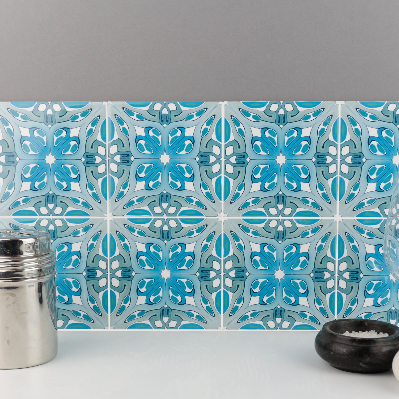 Blue Kitchen Tiles Feature Wall Art Deco Handmade Tile - Etsy