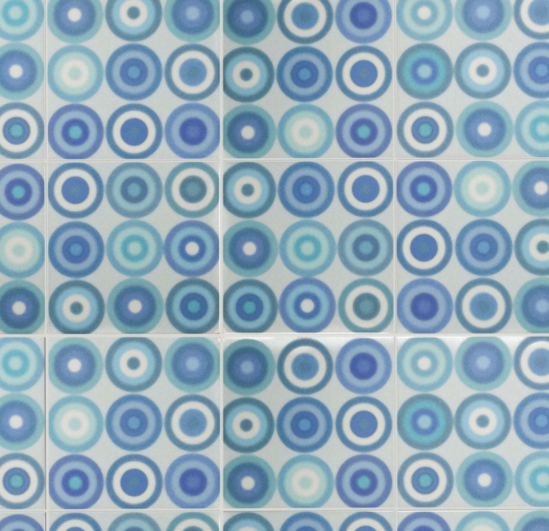 Turquoise Blue Circle Tiles Modern Abstract Design Kitchen | Etsy