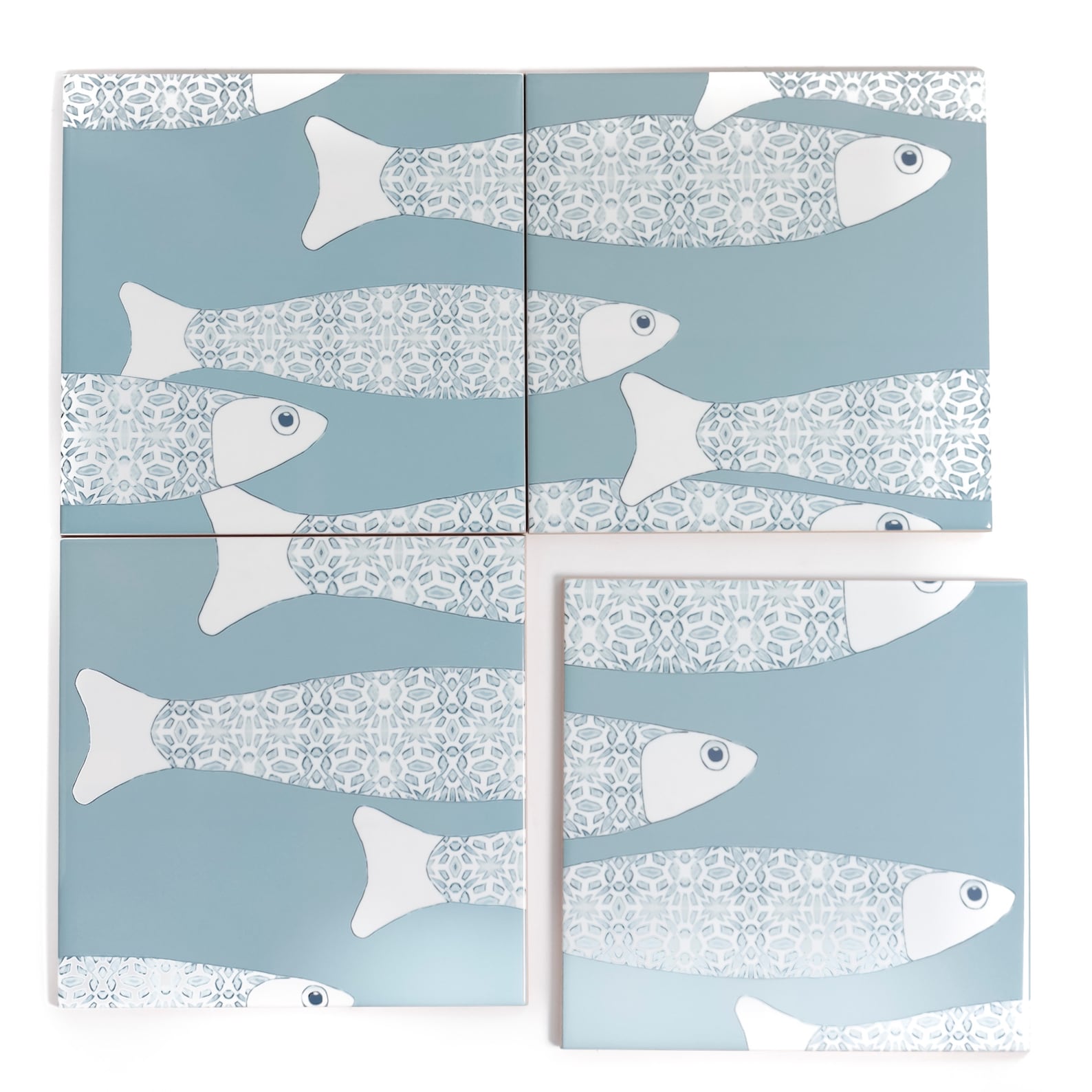 Grey Blue Fish Tile Ocean Tile Feature Wall Tile Mural - Etsy UK