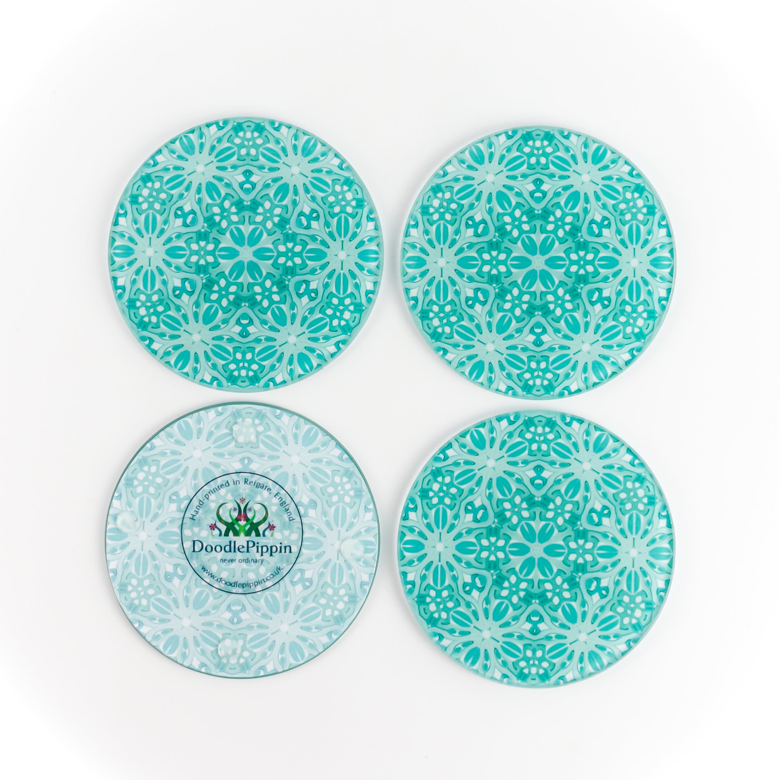 Pretty Coaster Set Quality Glass Hand Printed Coaster. - Etsy UK