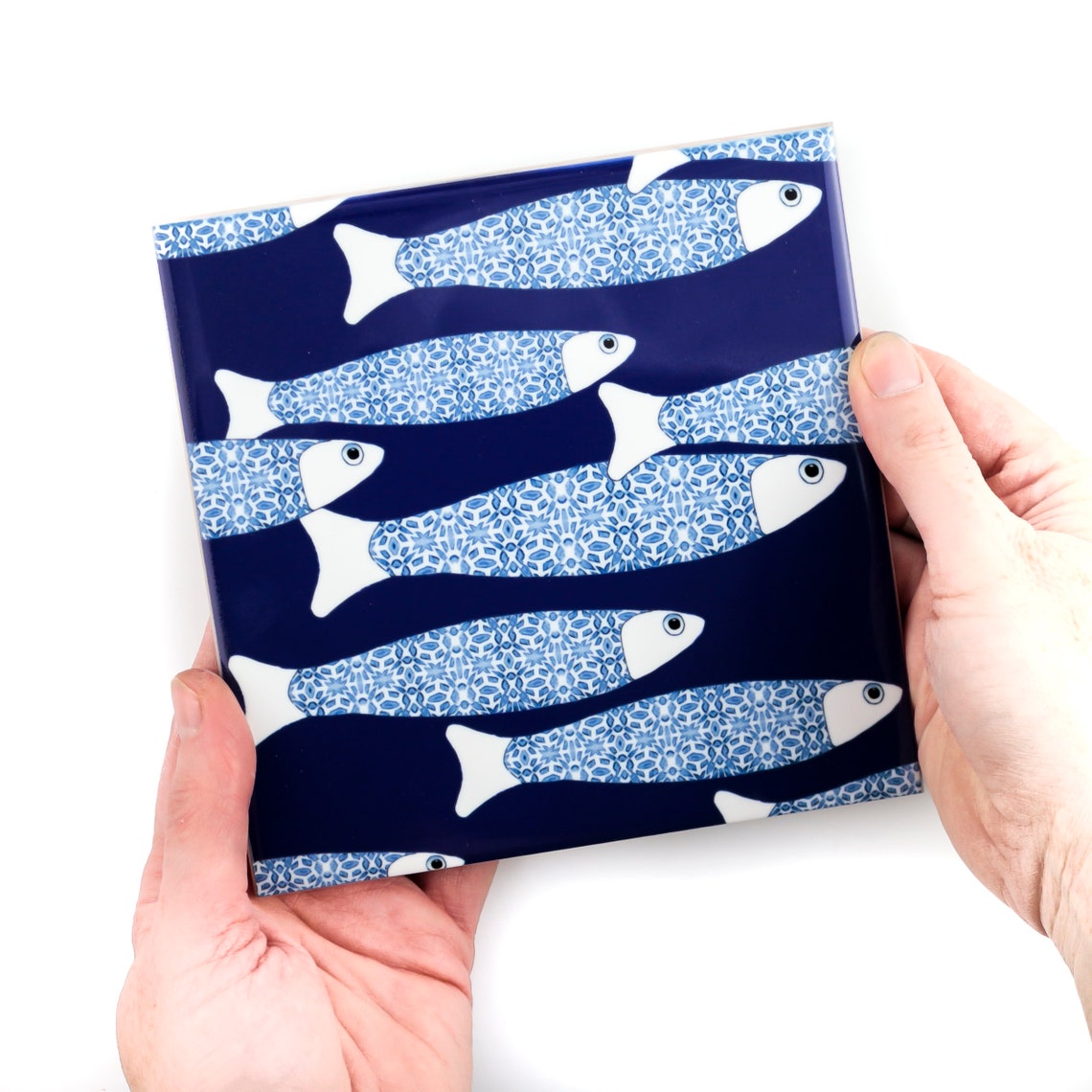 Navy Blue Fish Tile Ocean Tile Feature Wall Fish Decor - Etsy