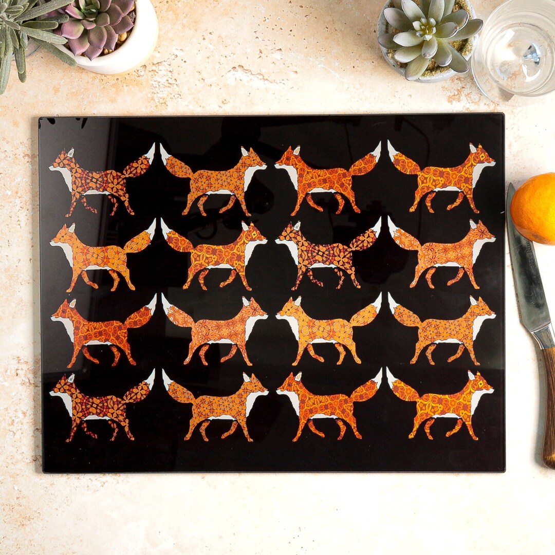 Red Foxes Chopping Board, Fox Print Worktop Saver, Animal Lover ...