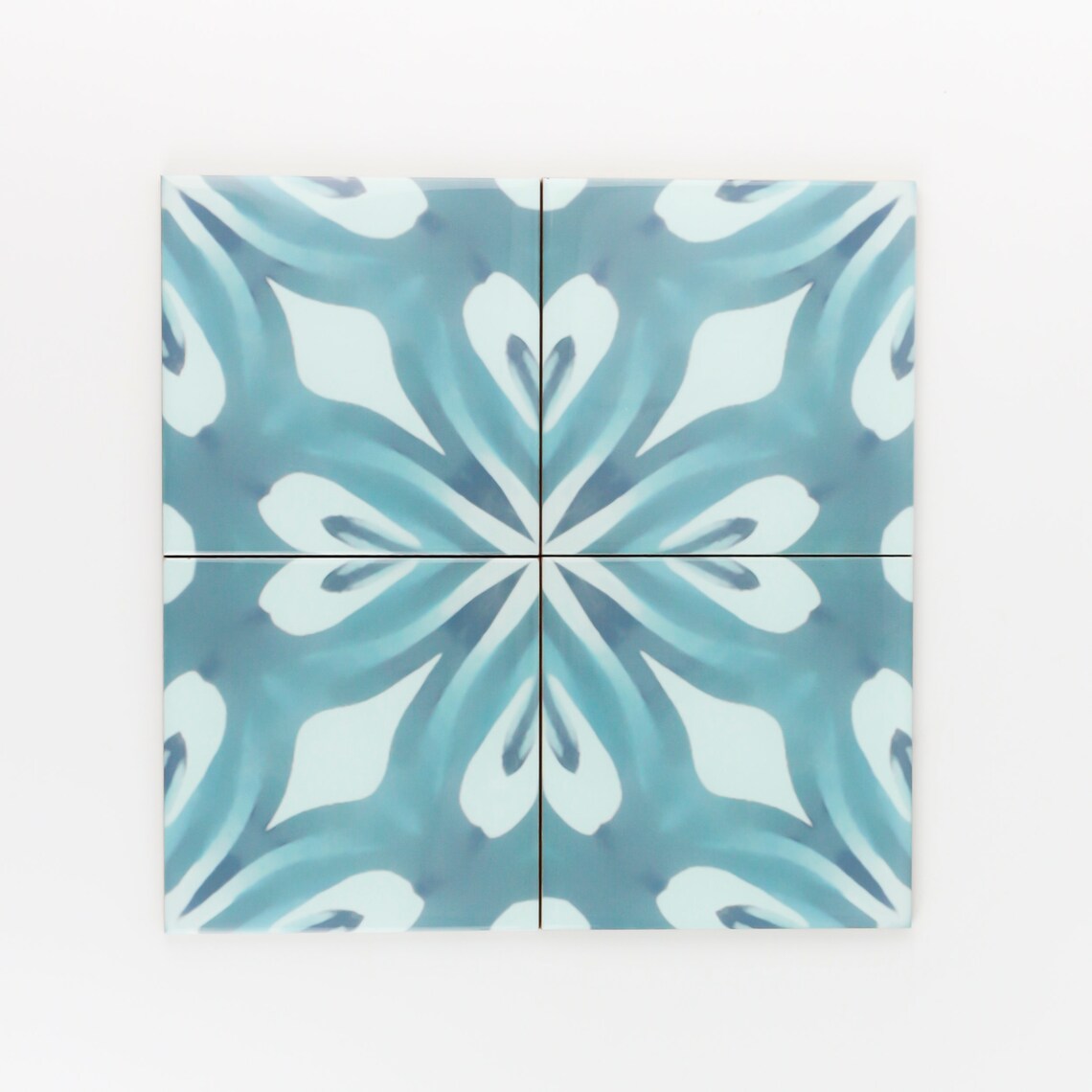 Aqua blue green large pattern tiles watercolour tiles | Etsy