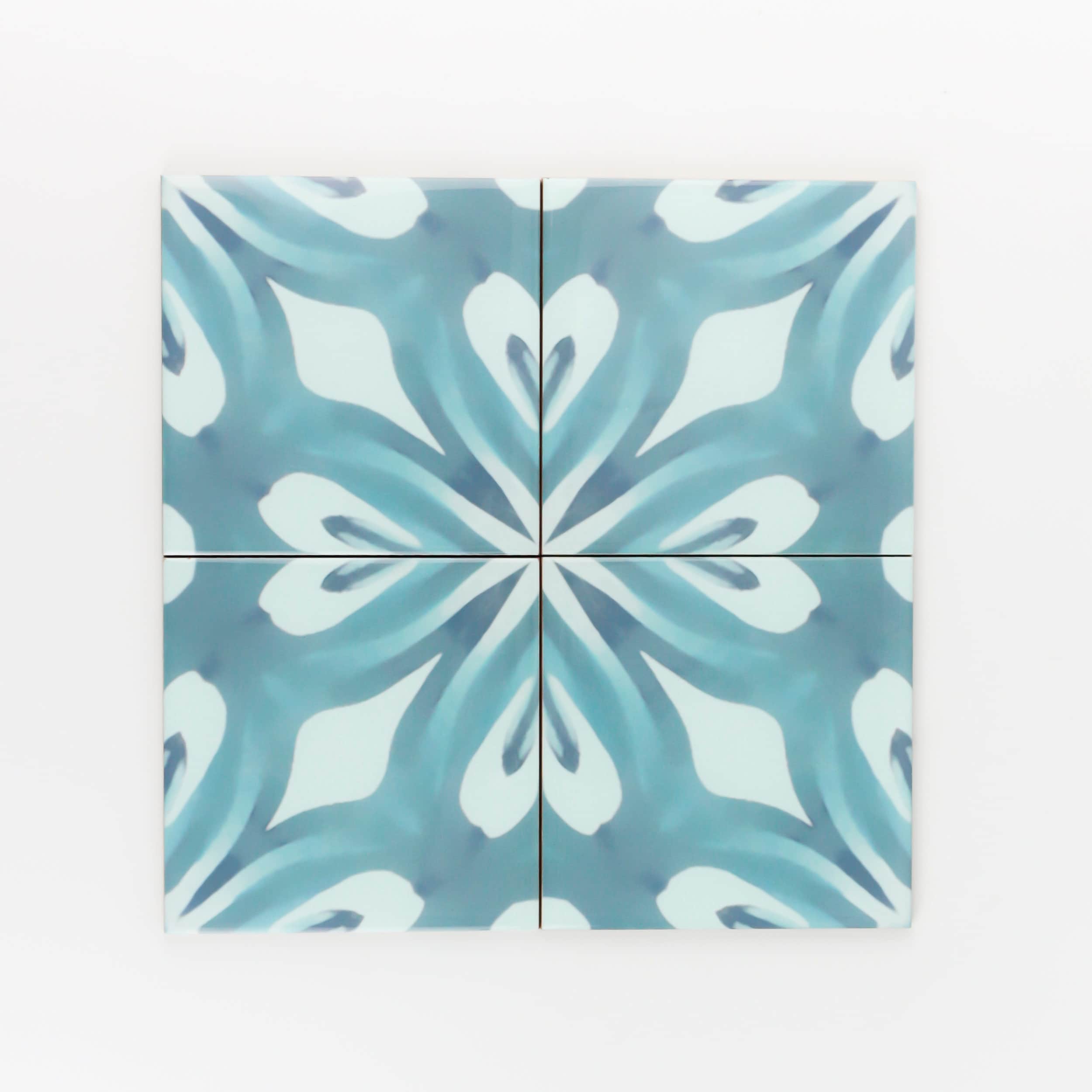 Aqua Blue Green Large Pattern Tiles Watercolour Tiles - Etsy UK