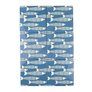 Sky-blue Fish Tile, Ocean Tile Feature Wall, Fish Decor, Pattern ...