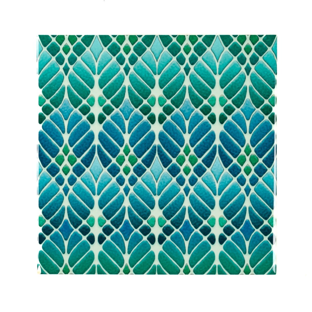 Art Nouveau Interwoven Trees Tiles, Blue Turquoise Geometric, Tiles for ...