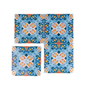 Spanish Kitchen Tiles, Moroccan Style Tiles, 6 Inch Blue Orange Ceramic ...