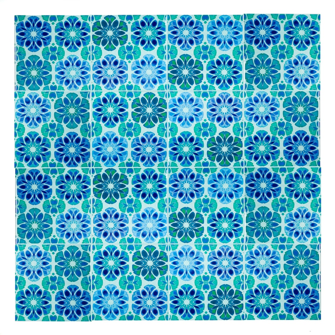 Patchwork Tiles Mix and Match Blue Green Ceramic Ecclectic | Etsy