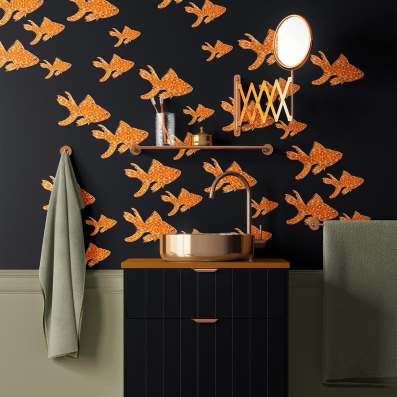 Goldfish Tile Decal • Waterproof Vinyl Sticker • Colourful Mosaic Fish ...
