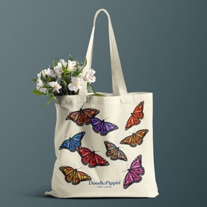 Butterflies Tote Bag, Butterfly Art Shopper, Fun Shoulder Bag ...