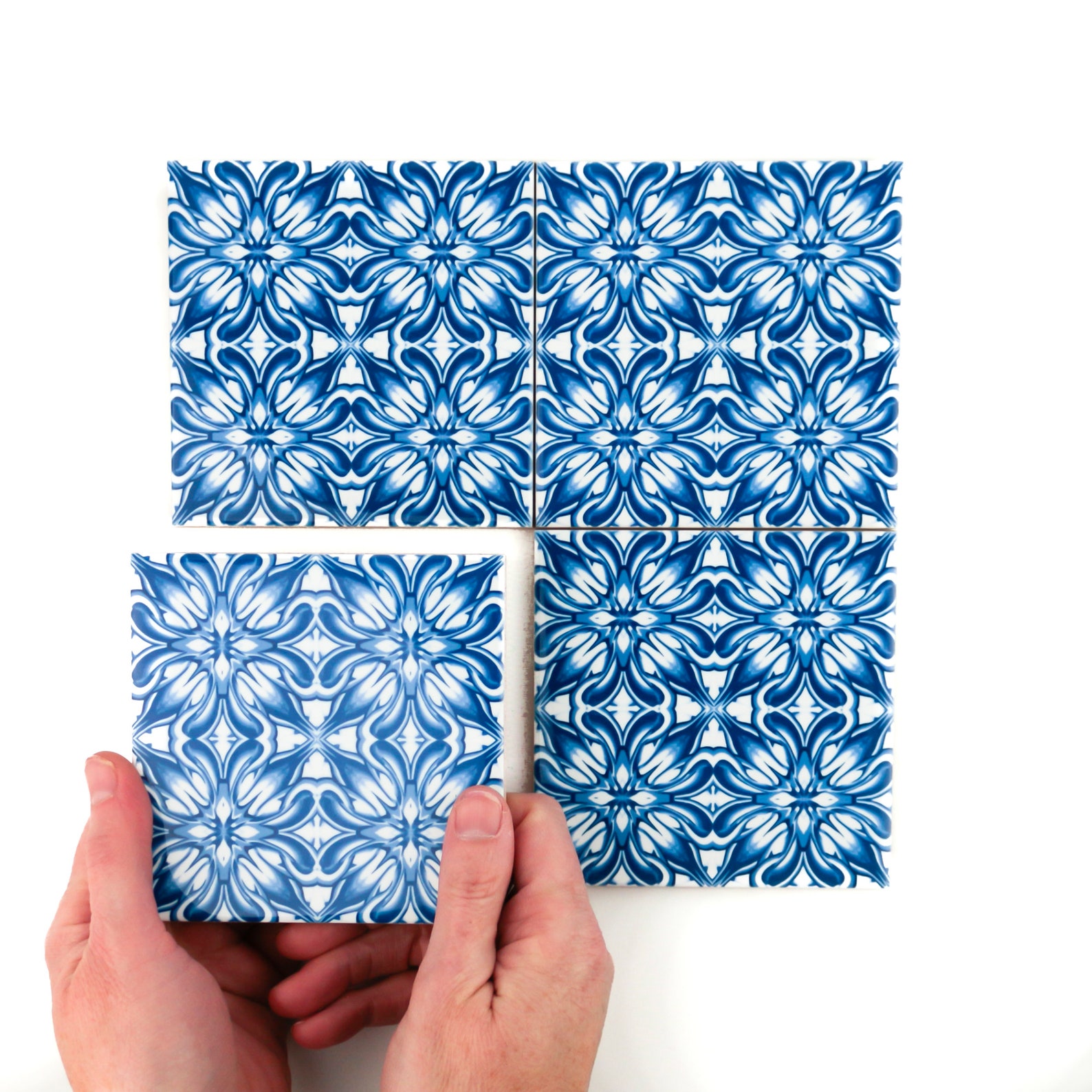 Dutch Blue White Tiles, Flower Tiles, Spanish Talavera Ceramic, Floral ...