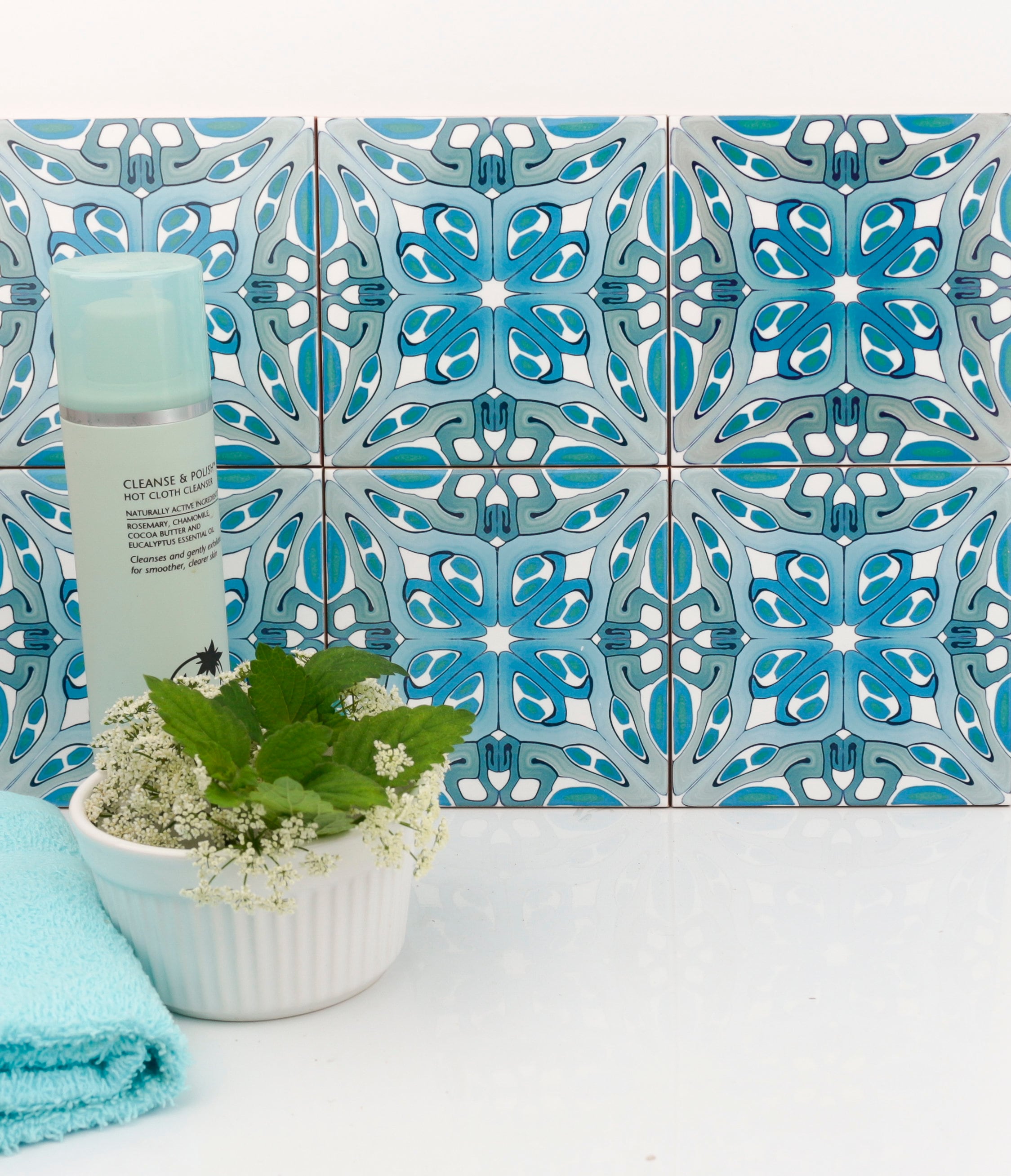 Blue Kitchen Tiles, Feature Wall, Art Deco Handmade Tile, Turquoise ...